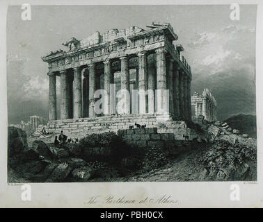 The Parthenon of Athens - Byron George Gordon Lord - 1849 Stock Photo ...