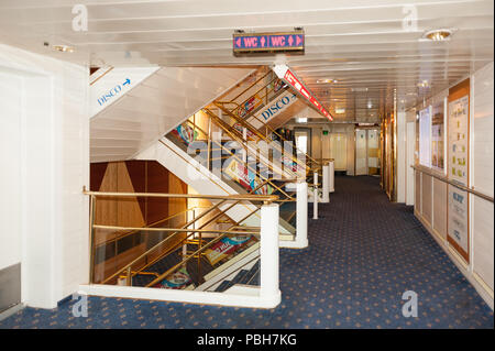 TALLINN, ESTONIA - SEP 7, 2014: Stairs at the Cruiseferry of the ...