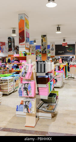 PAMUKKALE, TURKEY - APR 18, 2015: Interior of the Varol textil factory ...