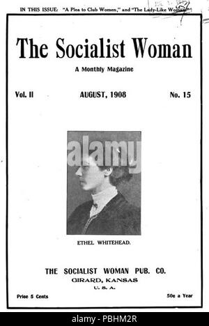 The August 1908 cover of *The Socialist Woman* magazine features ...