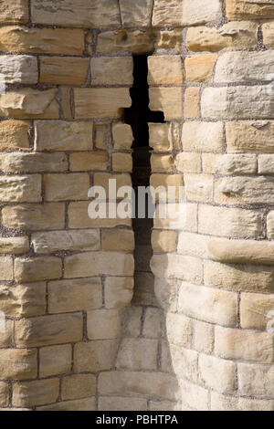 Warworth hilltop medieval castle ruins with cross-shaped keep ...