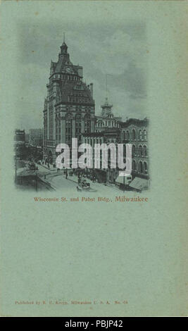 A historic view of Wisconsin Street and the Pabst Building, capturing ...