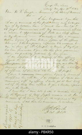 Letter and petition signed Lt. Col. Wm. R. Penick (William R. Penick ...