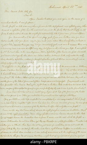 Edward Bates' letter from April 29, 1861, claims that he did not ...