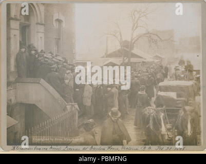 Klondikers buying miner's licenses at Custom House, Victoria, B C, Feb ...