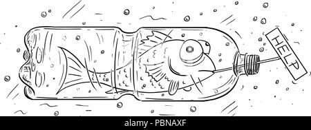 Cartoon of Fish Trapped in Plastic Bottle Stock Vector Image & Art - Alamy