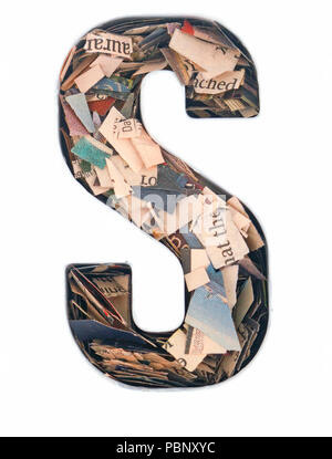 Paper cut letter S. Newspaper cutouts for scrapbooking and crafting ...