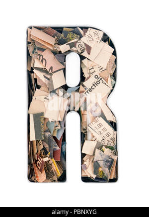 Paper cut letter R. Newspaper cutouts for scrapbooking and crafting ...