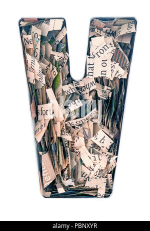 Paper cut letter V. Newspaper cutouts collage. Creative scrapbooking ...