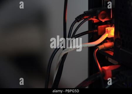 back side of computer - many cables and connectors Stock Photo - Alamy