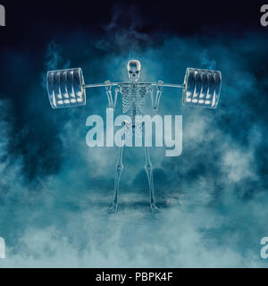 Fitness skeleton squat - 3D illustration of male human skeleton figure ...