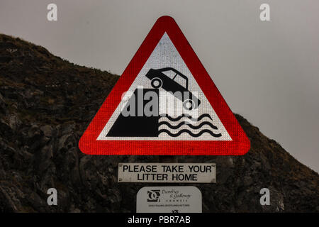 Danger cliff sign Portpatrick, Scotland Stock Photo - Alamy