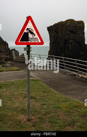 Danger cliff sign Portpatrick, Scotland Stock Photo - Alamy