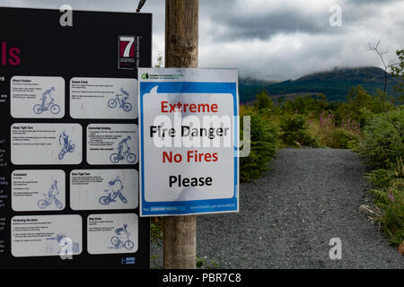 Fire danger sign Galloway Forest. Scotland Stock Photo - Alamy