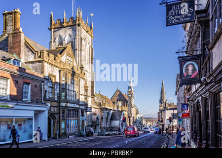 High Street shops in Dorchester High Street Dorset Stock Photo - Alamy