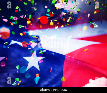 confetti falling during a festival or carnival in the city Stock Photo ...