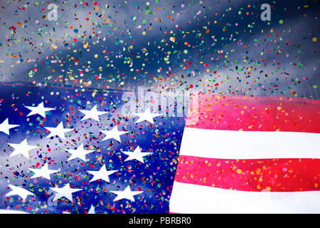 confetti falling during a festival or carnival in the city Stock Photo ...