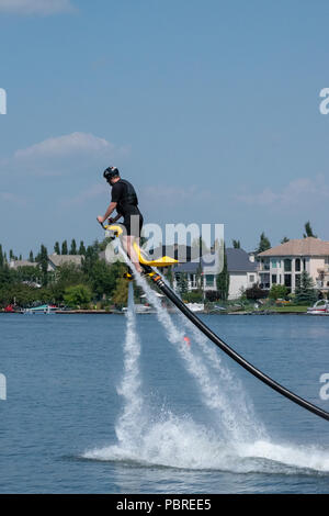 Jetavator, the world's first water-propelled flying bike on Chestermere ...