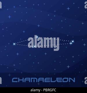 Chamaeleon (The Chameleon) constellation, vector illustration with ...