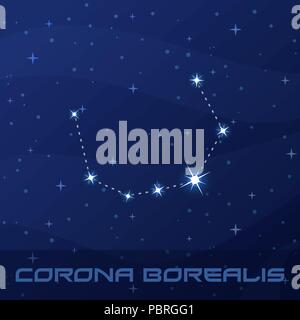 Corona Borealis (Northern Crown) constellation, vector illustration ...