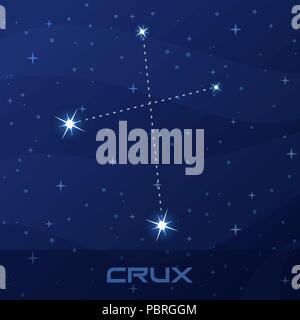 Crux constellation. Starry night sky. Zodiac sign. Cluster of stars and ...