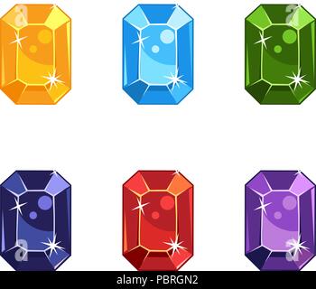 Set of cartoon gemstones in different colors Stock Vector Image & Art ...