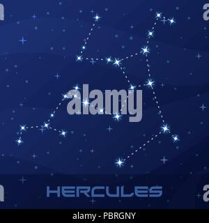 Hercules constellation. Starry night sky. Cluster of stars and galaxies ...