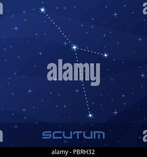 Scutum (The Shield) constellation, vector illustration with basic stars ...