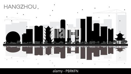 Hangzhou silhouette skyline. China - Hangzhou vector city, chinese ...