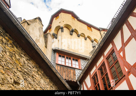 BRAUBACH, GERMANY - JUNE 10, 2015: Old armour in the Marksburg castle ...