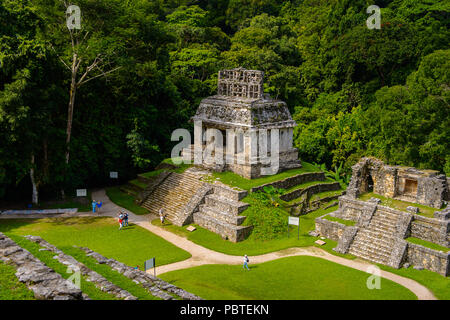 Aerial Panorama of Palenque archaeological site, a pre-Columbian Maya ...
