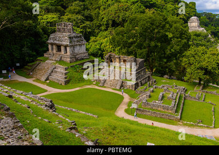 Aerial Panorama of Palenque archaeological site, a pre-Columbian Maya ...