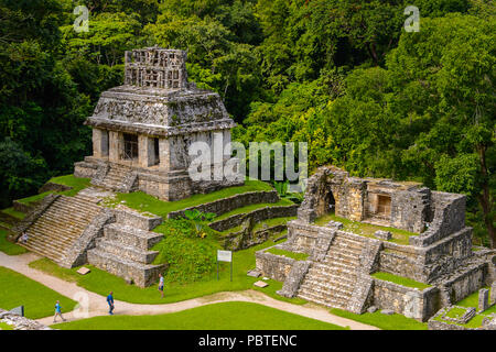 Aerial Panorama of Palenque archaeological site, a pre-Columbian Maya ...