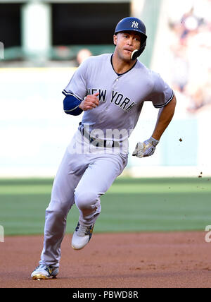 New York Yankees' Giancarlo Stanton is shown during a baseball media ...