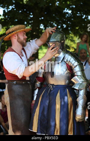 Arming Sir Nicholas Carew for the joust, Tudor Joust, Hampton Court ...