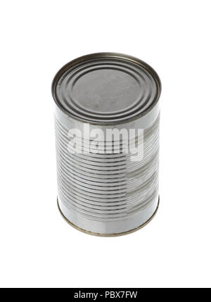Tin can with no label isolated on white background. Tin can with no ...
