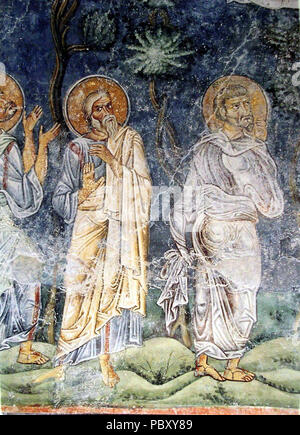 These frescoes from St. Sophia Church in Ohrid are examples of Byzantine art, depicting ...