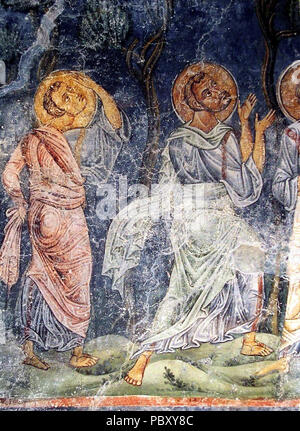 These frescoes from St. Sophia Church in Ohrid are examples of Byzantine art, depicting ...