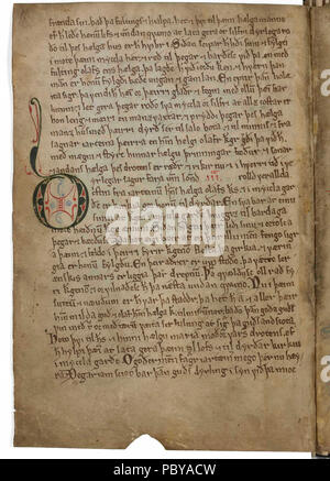 The *Gammelnorsk homiliebok* is an Old Norse manuscript, a homily book ...