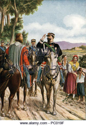 Meeting of Garibaldi & Victor Emmanuel at Teano, 1860 Stock Photo ...