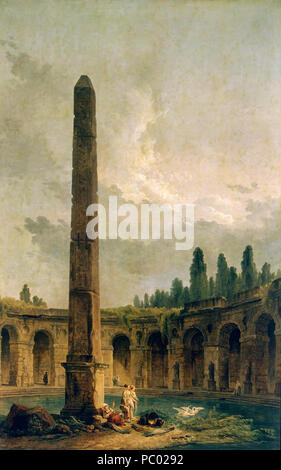*Decorative Landscape with an Obelisk* by Hubert Robert illustrates a ...