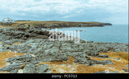 A view of the rugged coastline from the Trearddur Bay to Rhoscolyn ...