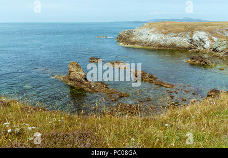 A view of the rugged coastline from the Trearddur Bay to Rhoscolyn ...