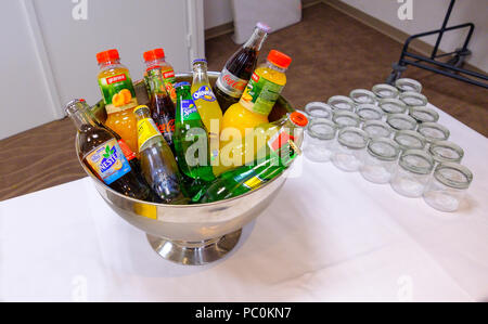 Coca cola soft drinks assortment, deposit bottles in crates ...