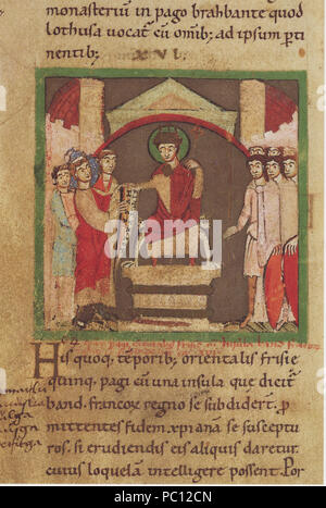 The 'Vita Secunda' manuscript, folio 8v, is an illuminated medieval ...