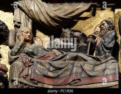 Intricately carved and painted frieze inside Notre Dame Cathedral ...