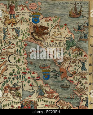Ancient medieval map of Northern Europe. 1539 Stock Photo - Alamy
