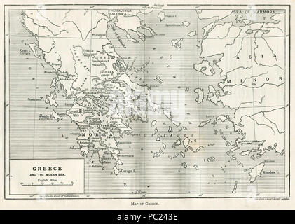 The 1890 map of Greece by John Pentland Mahaffy provides detailed ...