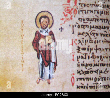 A depiction of John Chrysostom, an early Christian theologian, and ...