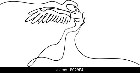 Continuous one line drawing of angel. Angel concept minimalist design ...